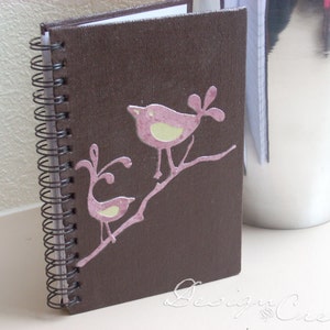 Journal - HAPPY BIRDS - Diary, Notebook - Rustic Whimsical - Etsy