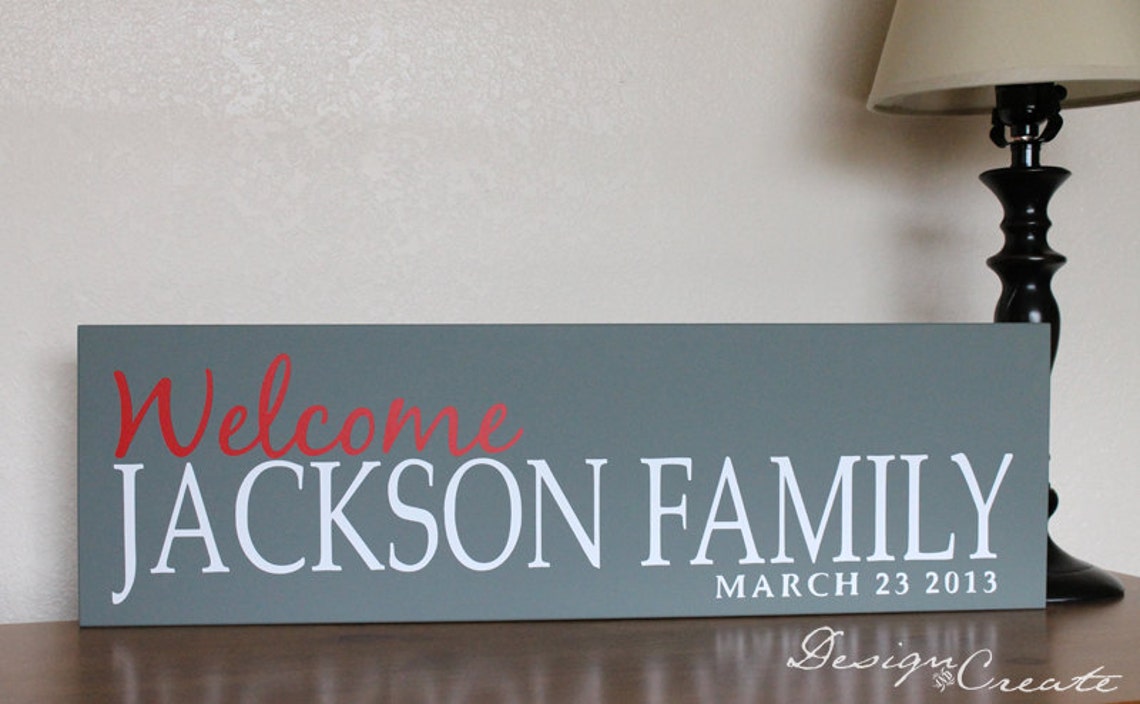 Personalized Welcome Sign Family Name Signs MODERN WELCOME - Etsy