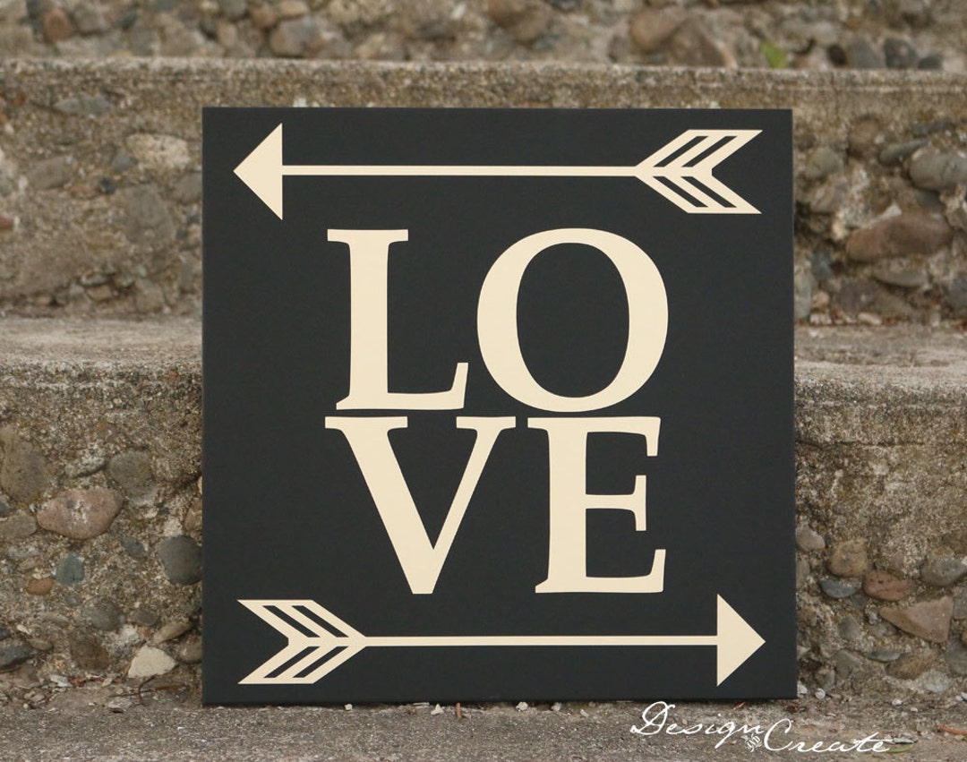 Custom LOVE Wood Sign - You Choose Colors, Custom Made - Arrow Love ...