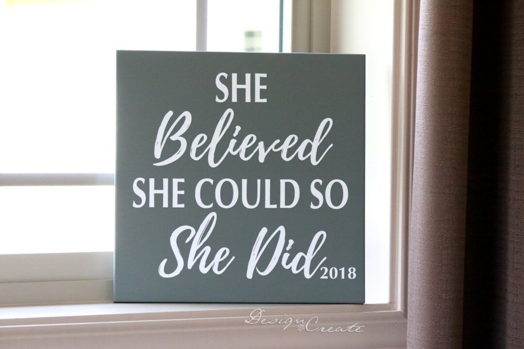 Wood Sign - She Believed She Could so She Did - Square Custom Sign ...