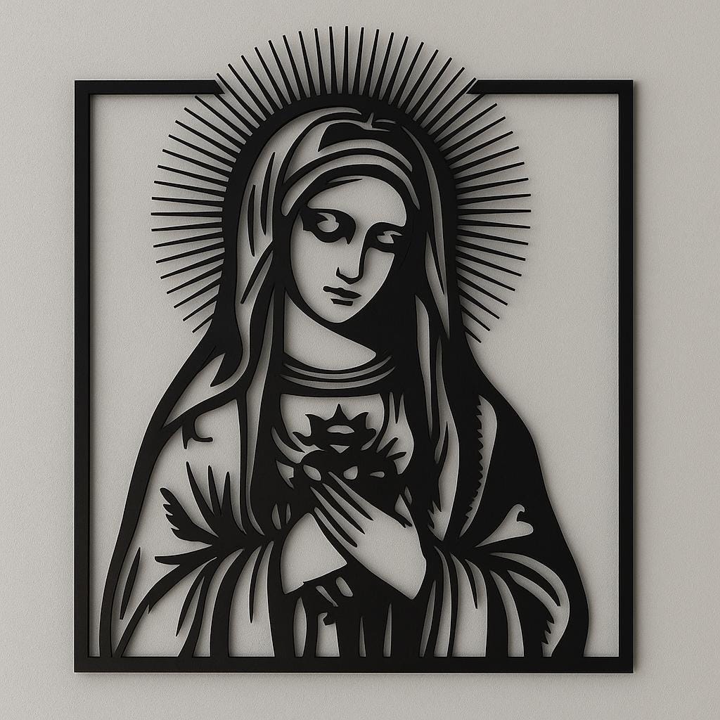 Laser Cut Virgin Mary Wall Art: Sacred Heart Catholic Home Decor - Etsy