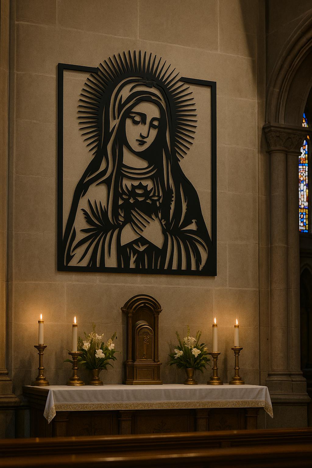Laser Cut Virgin Mary Wall Art: Sacred Heart Catholic Home Decor - Etsy