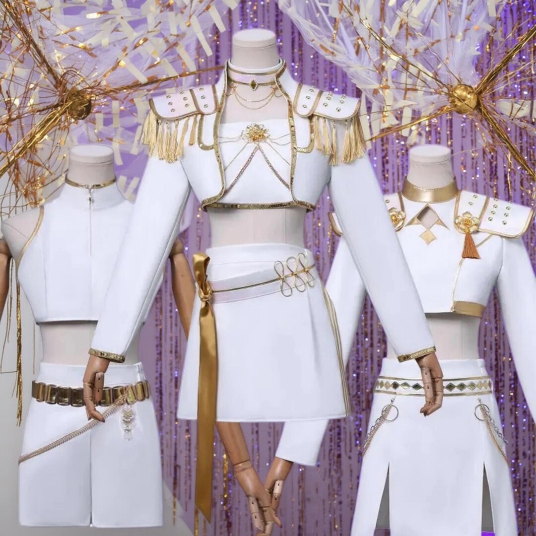 K-pop Demon Hunter Girls Group White Gold Costume Set - Demon Hunter ...