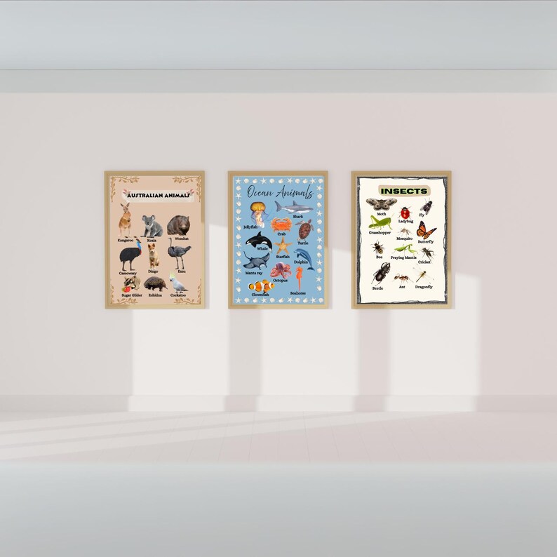 A3 Animal Poster Bundle | Insects, Ocean Animals & Australian Wildlife ...
