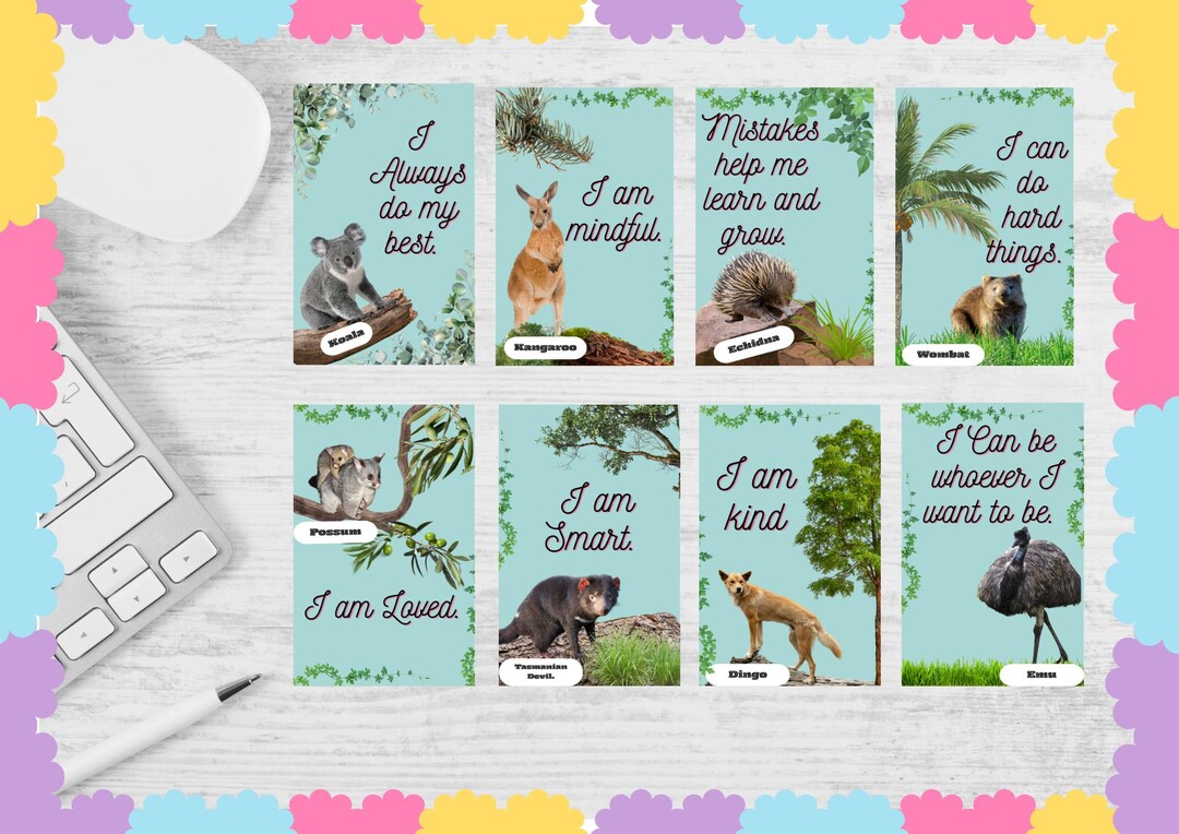 Kids Affirmation Cards - Australian Animal | Children's Positive ...