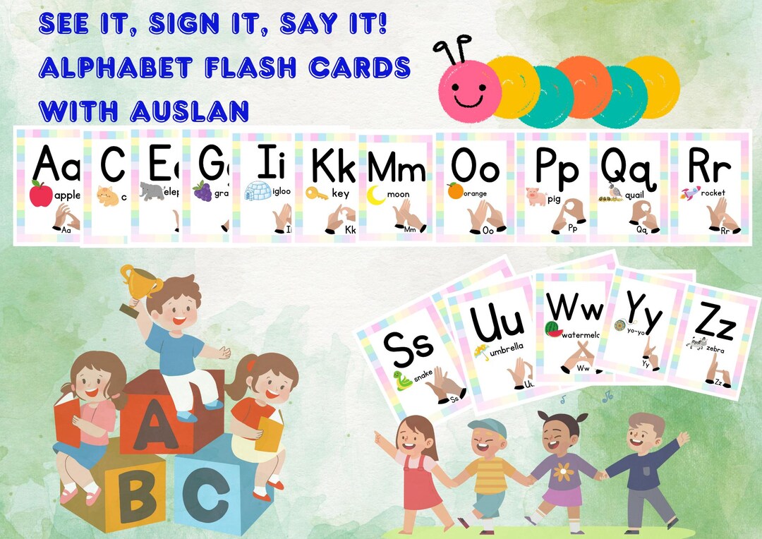 Alphabet Flash Cards With AUSLAN, Flashcards Alphabet, Learn AUSLAN ...