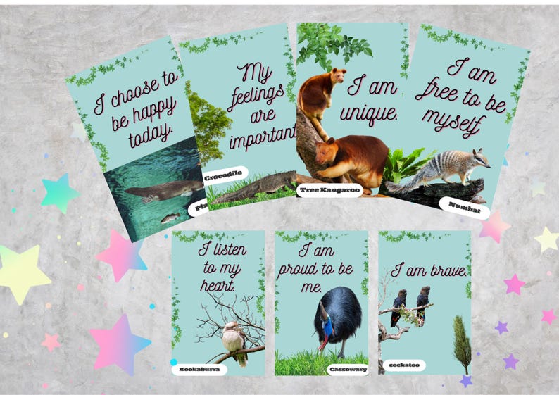 Kids Affirmation Cards - Australian Animal | Children's Positive ...