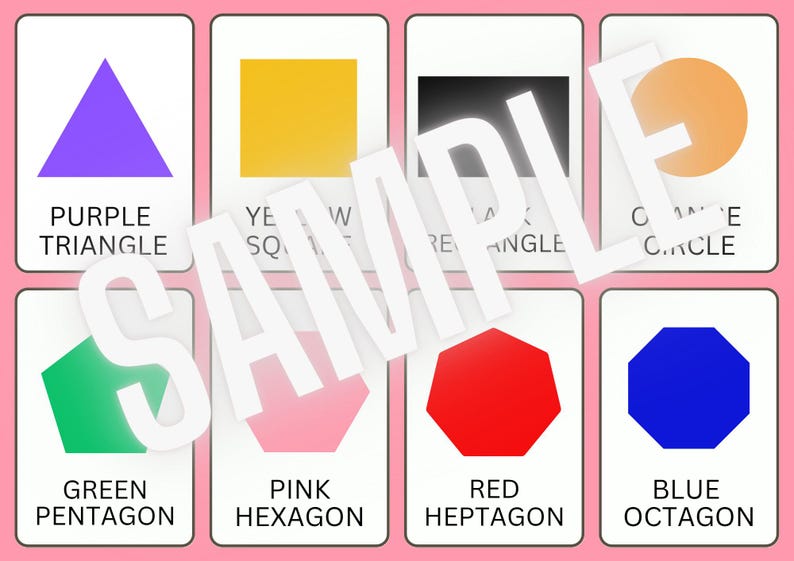 Printable Flash Cards, Learn Shapes and Colours. - Etsy