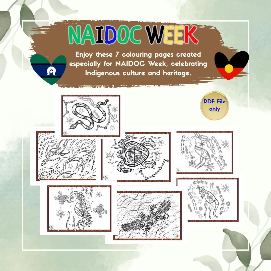 NAIDOC Week Colouring Pages – 7 Printable Indigenous Art-inspired ...