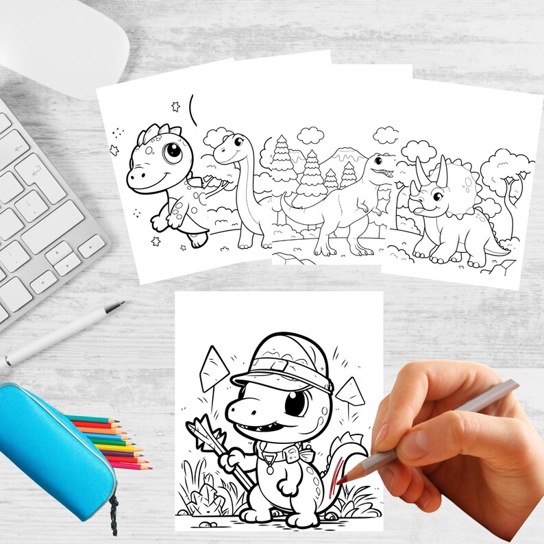 Dinosaur Coloring Pages for Kids – Printable Dino Activity Sheets - Etsy