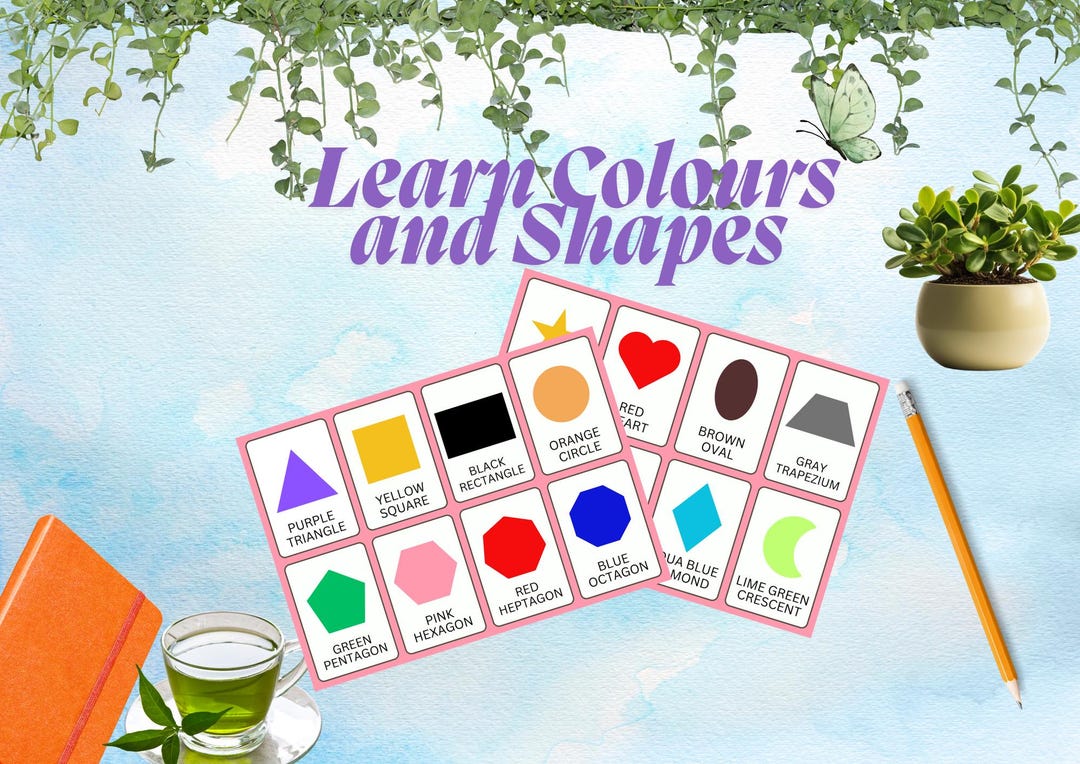 Printable Flash Cards, Learn Shapes and Colours. - Etsy