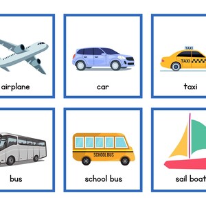 Transportation Matching Cards | Printable Vehicles Flashcards for Kids ...