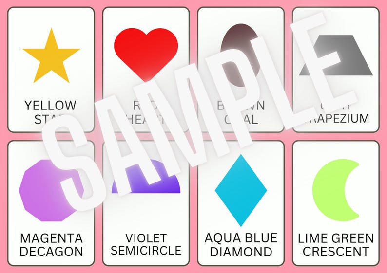 Printable Flash Cards, Learn Shapes and Colours. - Etsy