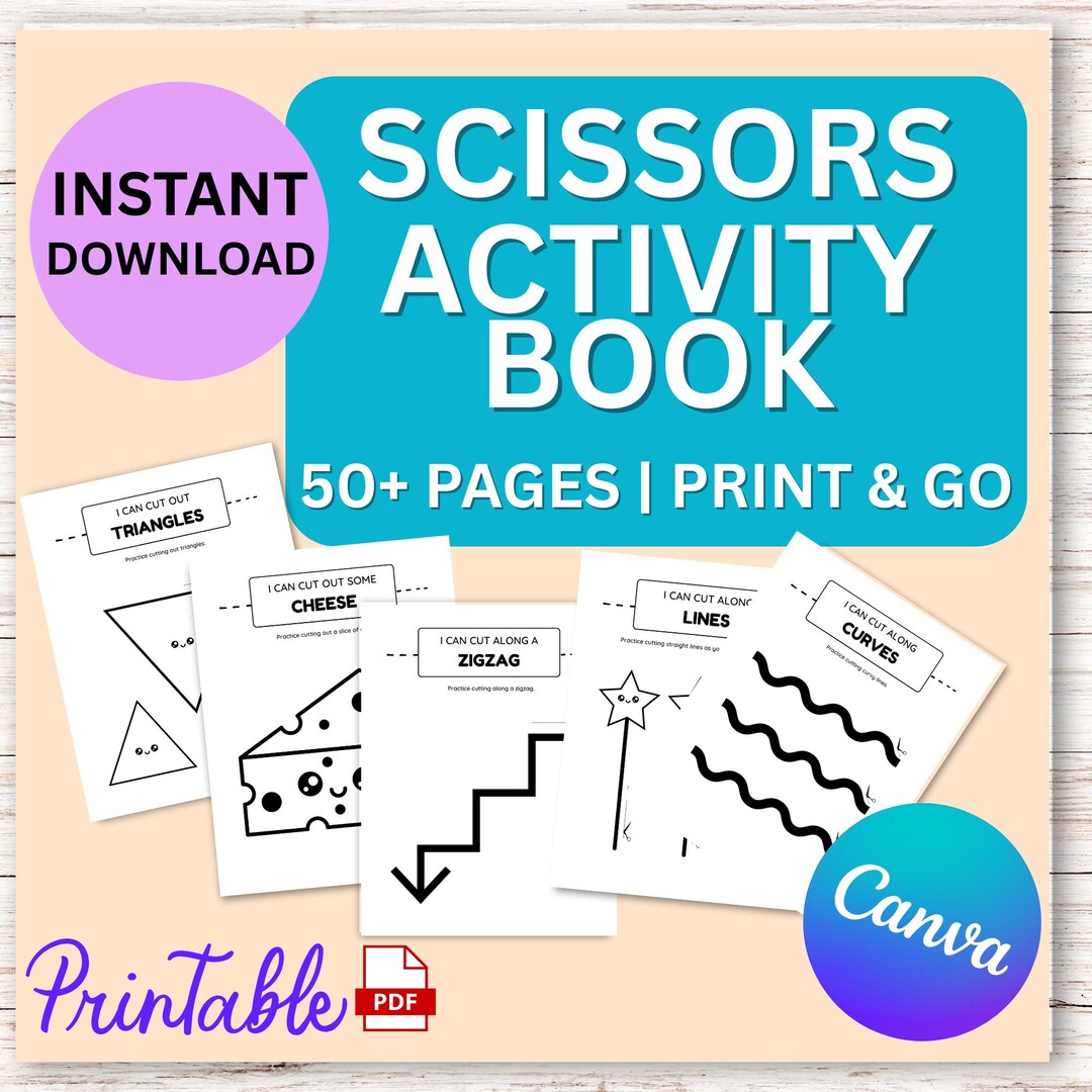 Scissors Skills Activity Book for Kids | 50+ Page Printable PDF ...
