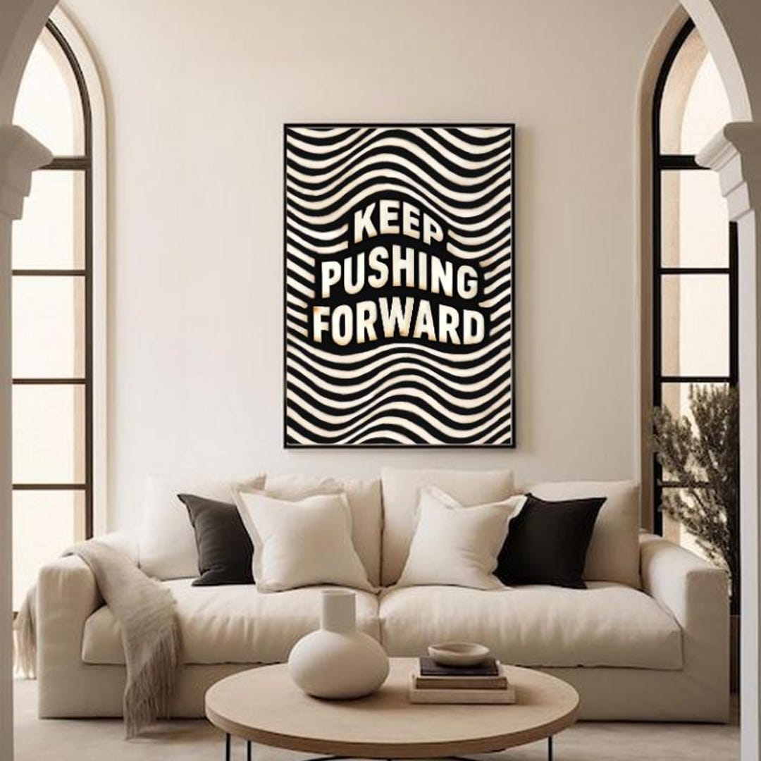 Motivational Waves Optical Illusion Art: Keep Pushing Forward (digital ...