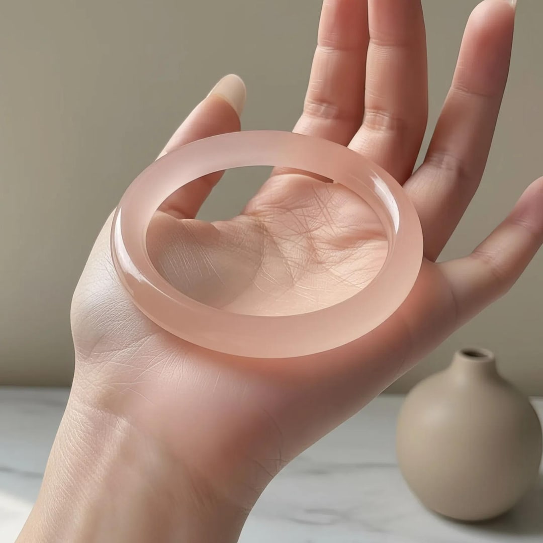 Pink Jade Bangle Bracelet Natural Stone Jewelry Elegant Gift for Her ...