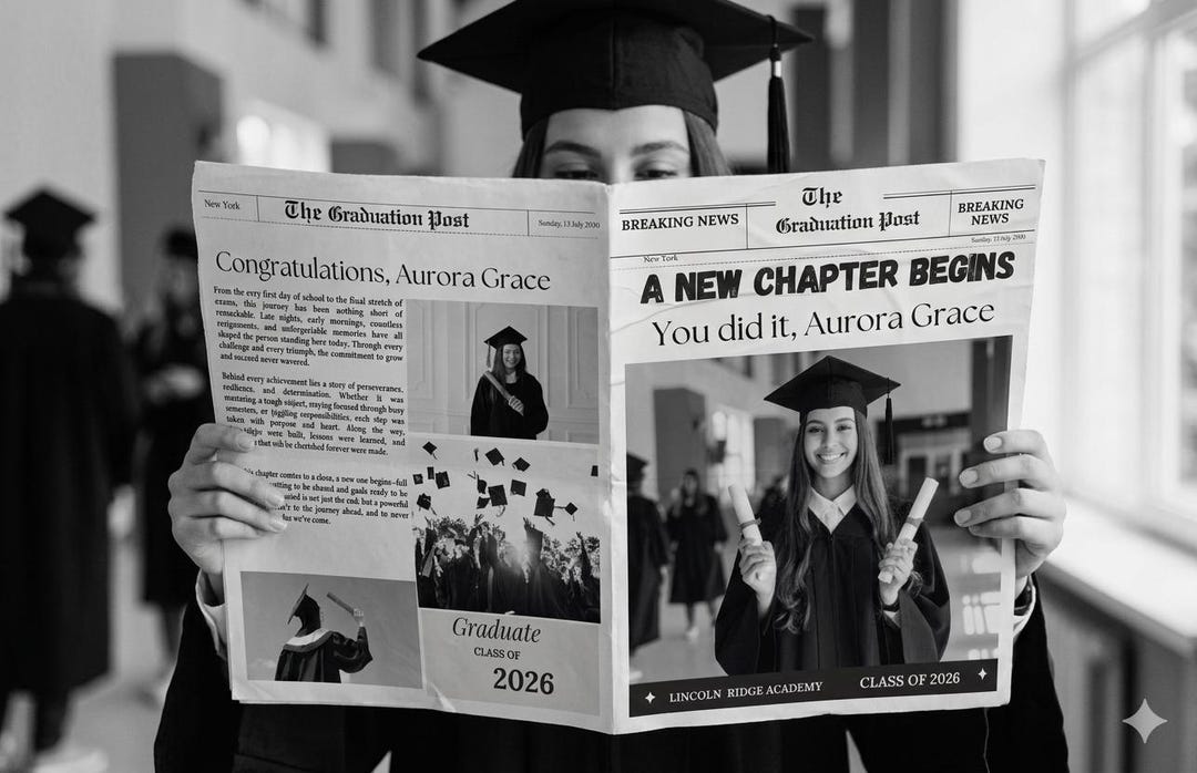 Class of 2026 Graduation Newspaper Template | Editable Senior Keepsake ...