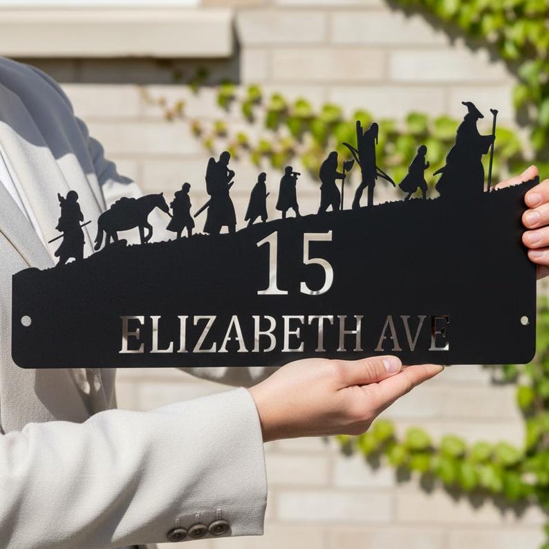 Personalized Hobbit Inspired House Number, Round Metal Address Sign ...