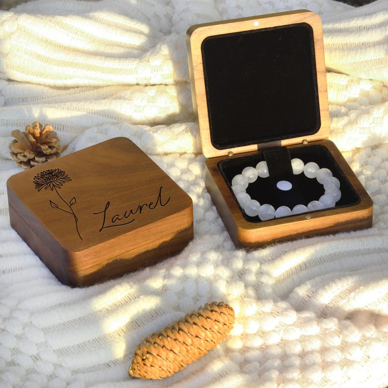 Custom Jewelry Boxes - Walnut Bracelet Box With Luxe Velvet Interior ...