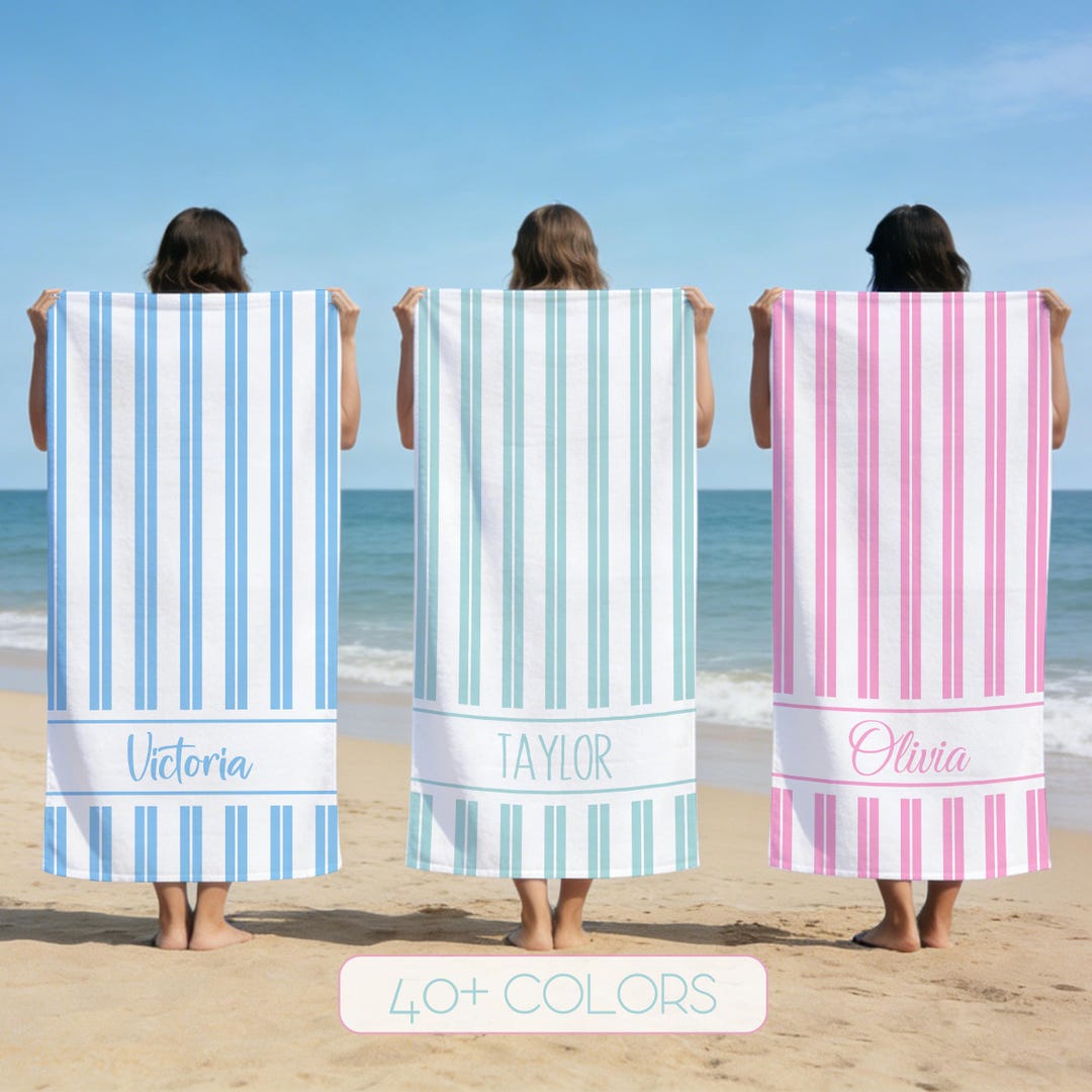 Custom Simple Striped Beach Towel,pool Towel for Family,summer Vacation ...