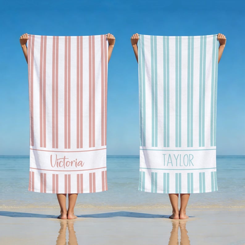 Custom Simple Striped Beach Towel,pool Towel for Family,summer Vacation ...