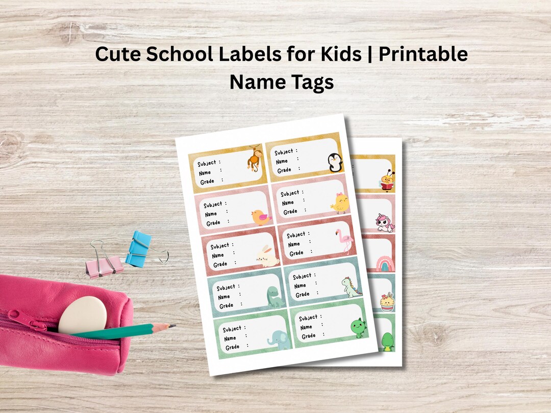 Animal Theme School Labels: Printable Name Stickers (PDF) - Etsy Australia