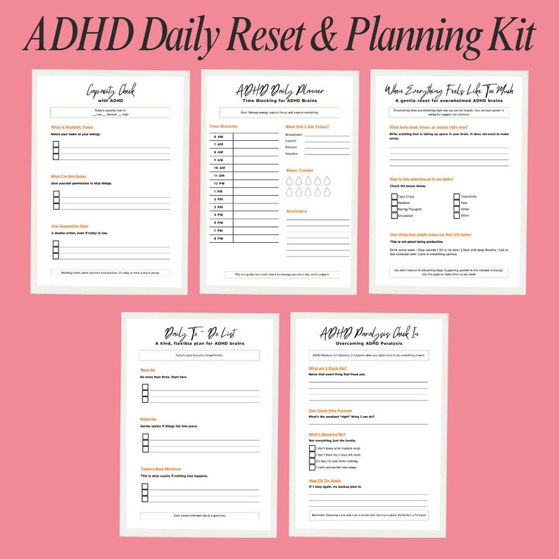 ADHD Daily Planner Printable | Time Blocking, Task Paralysis & Focus ...