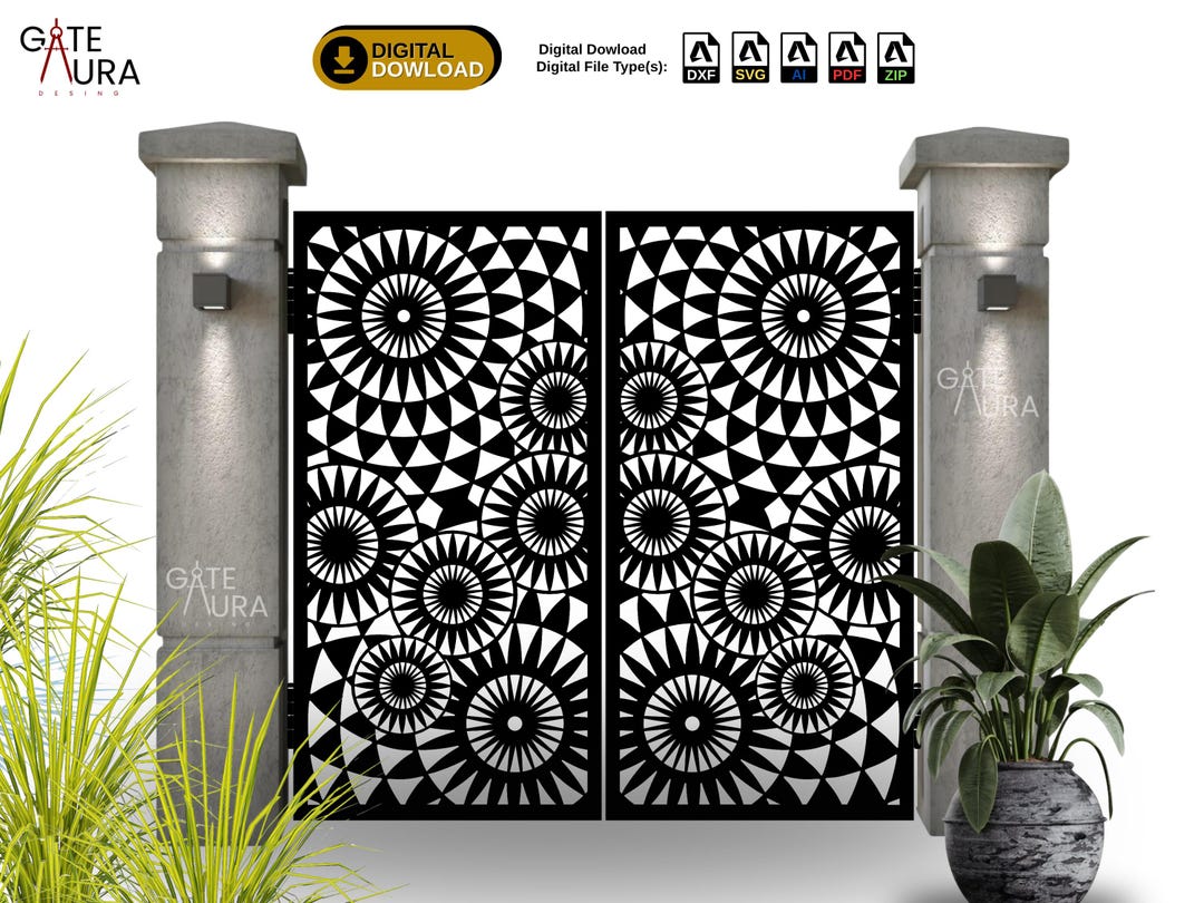 Laser Cut Metal Garden Gate, DXF SVG Files, Iron Door Art File for CNC ...