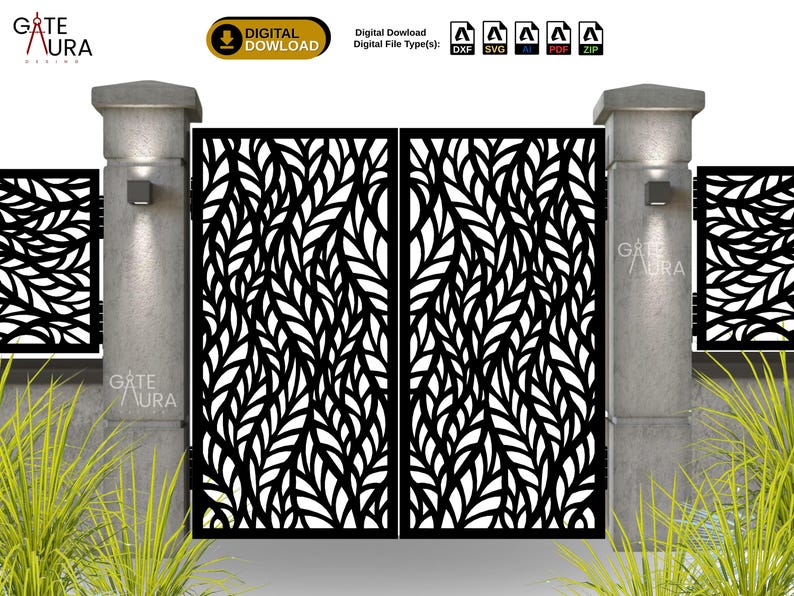 Laser Cut Metal Garden Gate, DXF SVG Files, Iron Door Art File for CNC ...