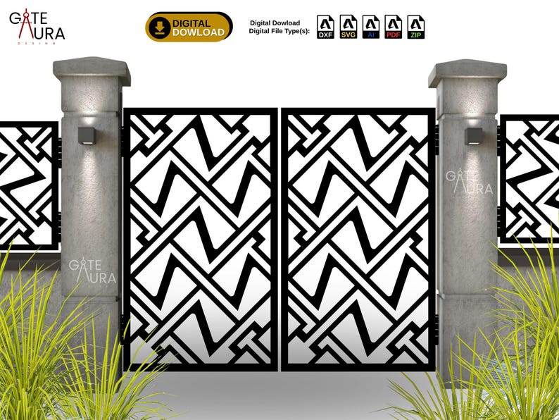 Laser Cut Metal Garden Gate, DXF SVG Files, Iron Door Art File for CNC ...