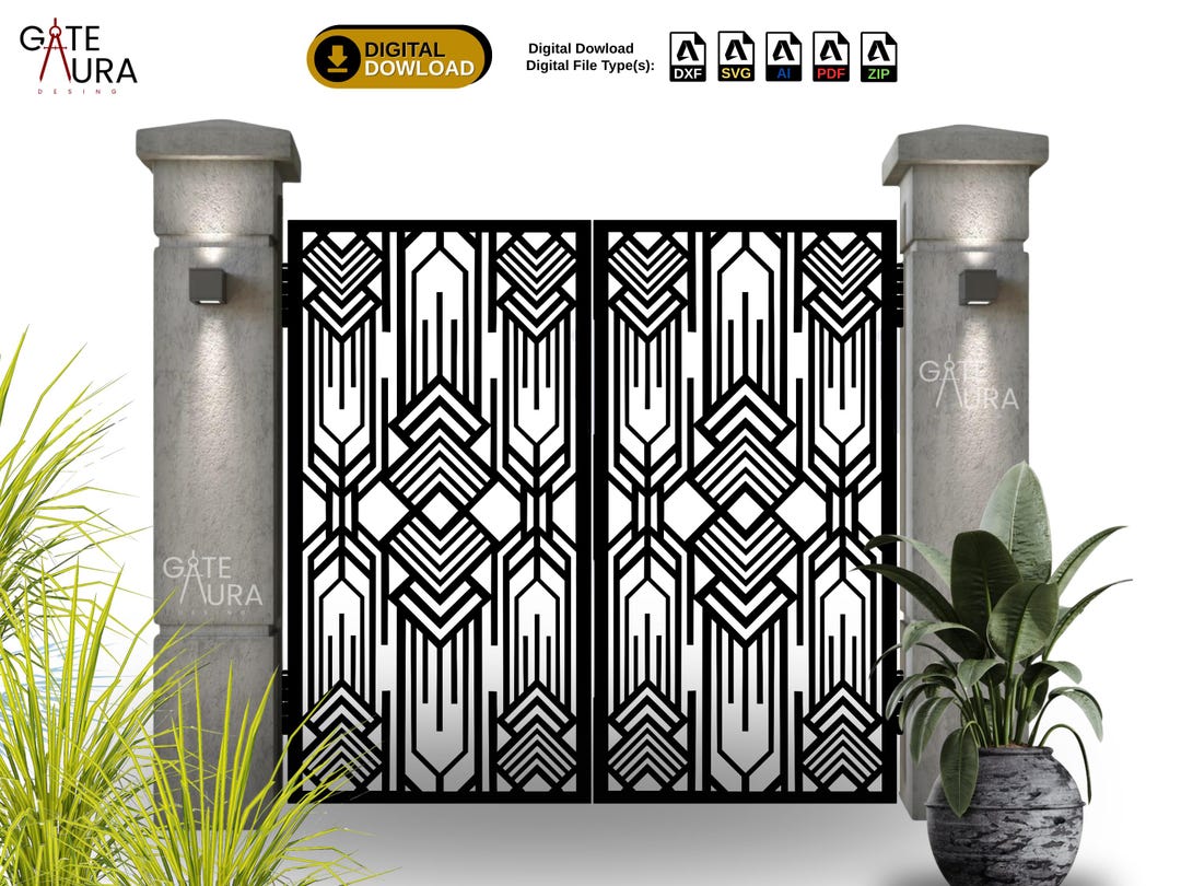 Laser Cut Metal Garden Gate, DXF SVG Files, Iron Door Art File for CNC ...