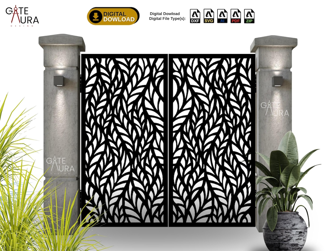 Laser Cut Metal Garden Gate, DXF SVG Files, Iron Door Art File for CNC ...