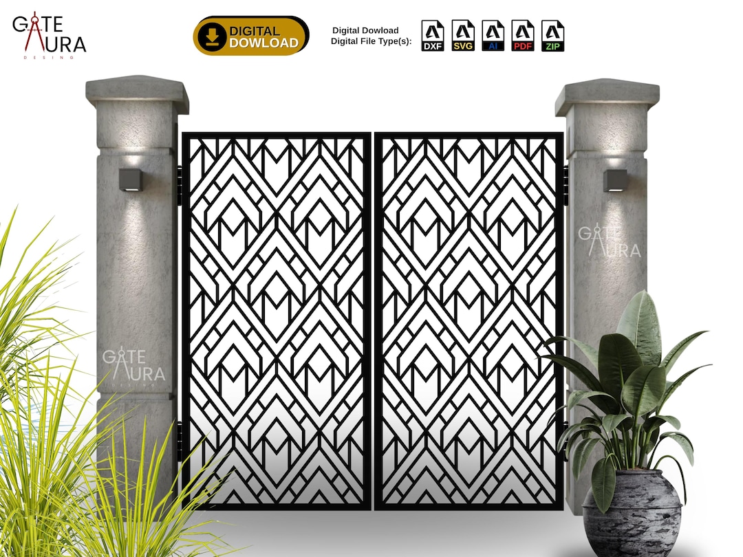 Laser Cut Metal Garden Gate, DXF SVG Files, Iron Door Art File for CNC ...