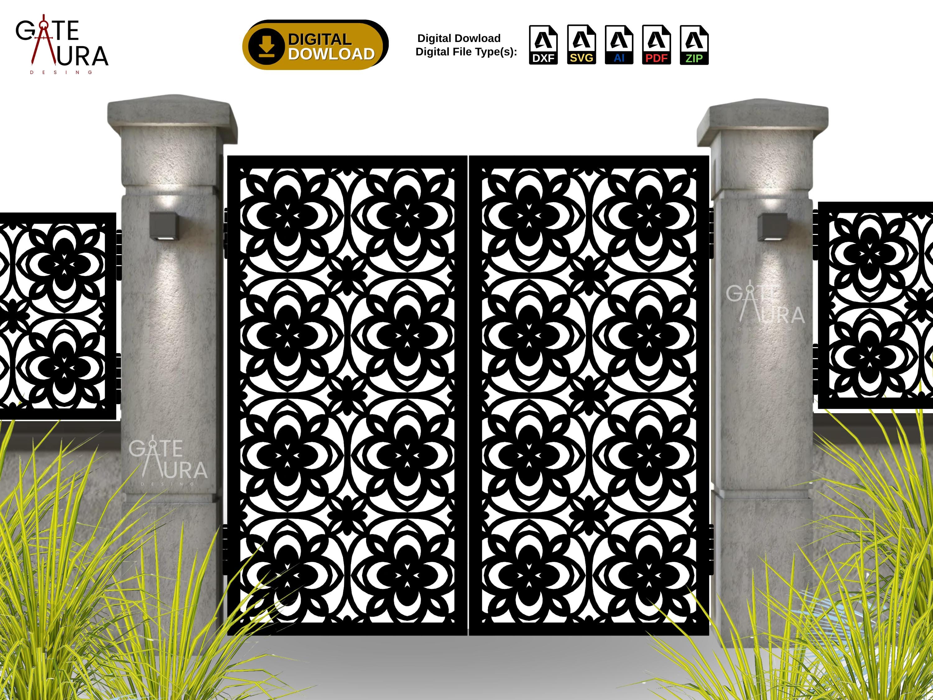 Laser Cut Metal Garden Gate, DXF SVG Files, Iron Door Art File for CNC ...