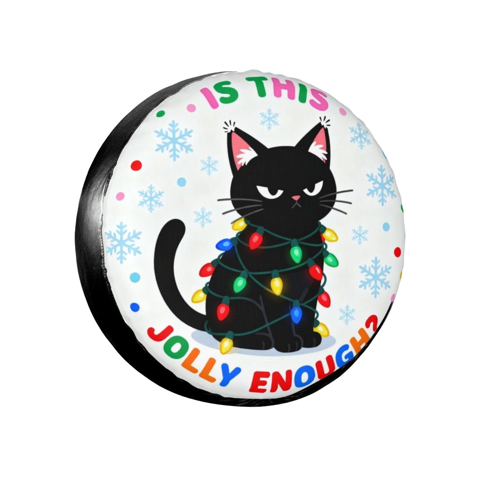 Funny Black Cat Christmas Tire Cover – “is This Jolly Enough?” Grumpy ...