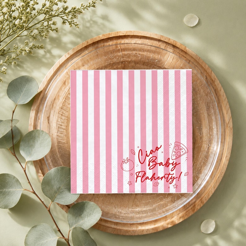 Personalized Ciao Baby Shower Napkins, Pizza Themed Party Supplies, 3 ...