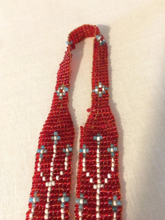 1920s Native American Flapper Style Red Beaded Neckla… - Gem