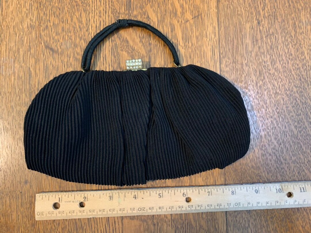 1950's Black Pleated Evening Bag - Etsy