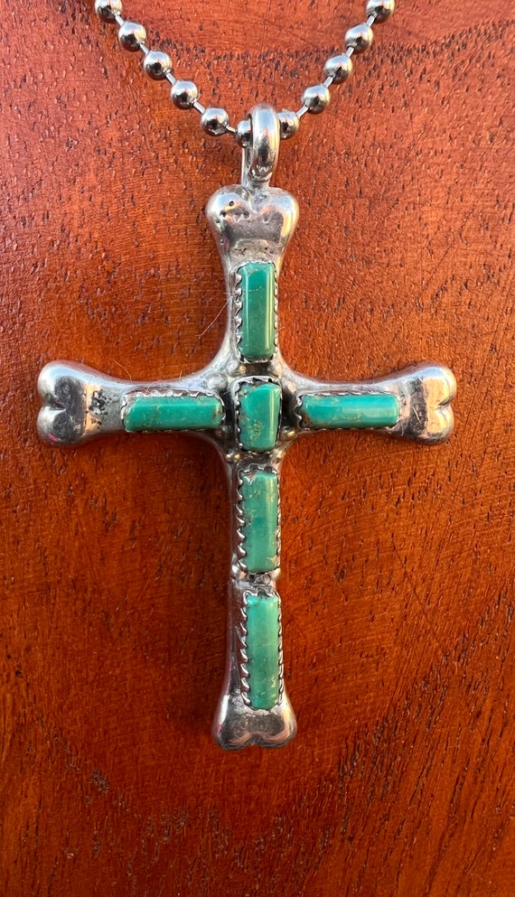 Vintage Turquoise Cross Navajo Native American Sterli… - Gem