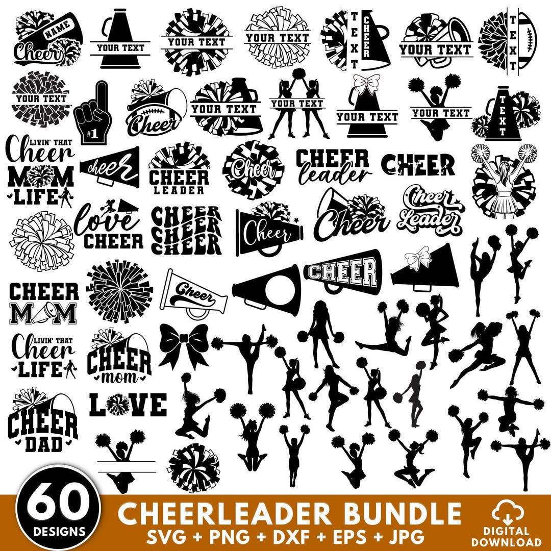 Cheerleader Svg Bundle, Cheer Svg, Cheerleader Clipart,cheerleading Svg ...