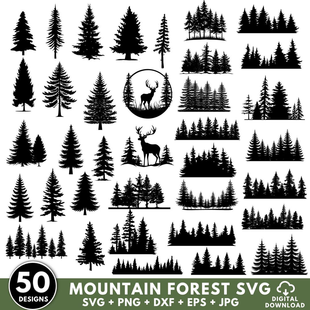 50 Mountain Forest SVG Bundle, Forest Tree Svg, Forest Svg, Palm Tree ...