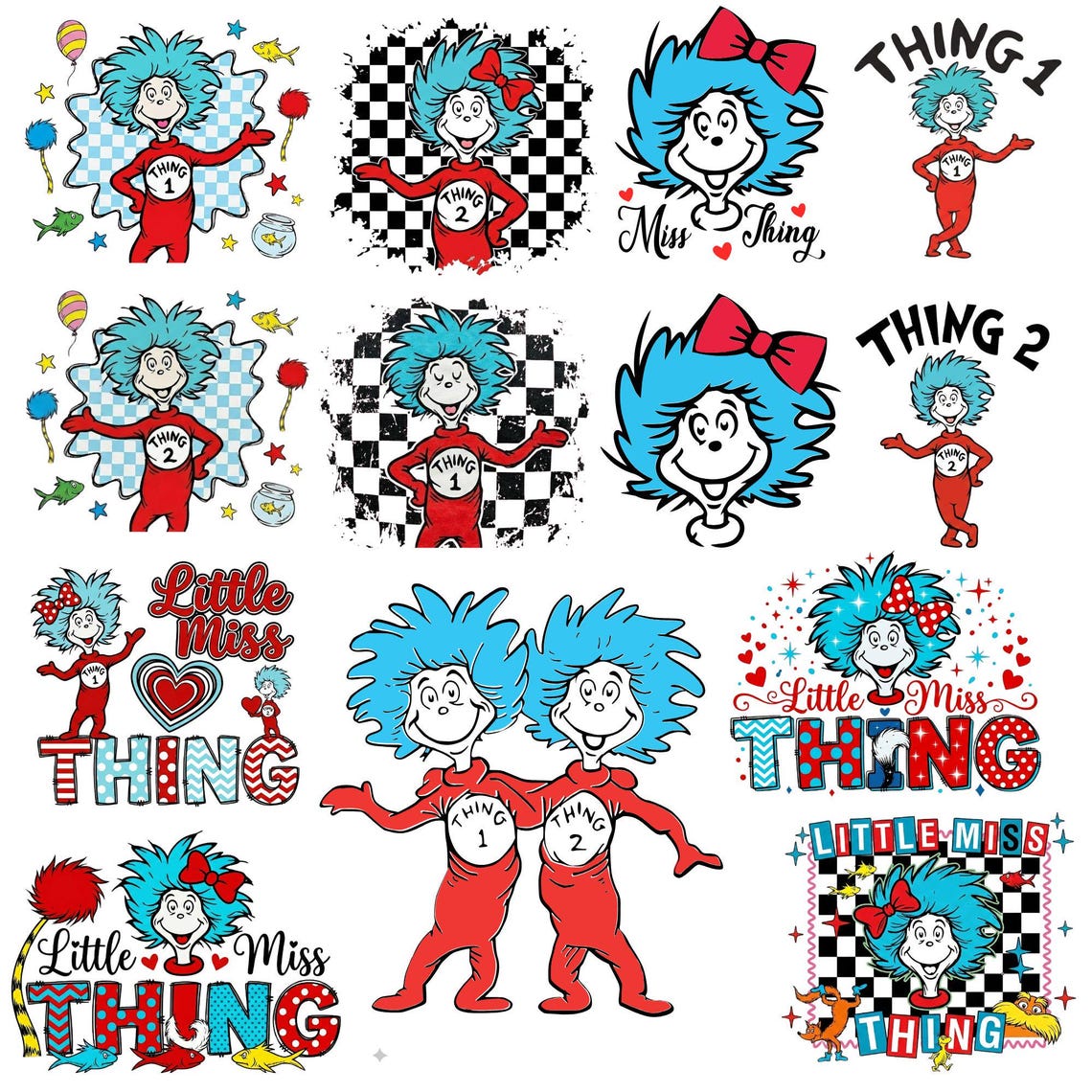 Thing 1 Thing 2 Png, Thing Png Bundle, Little Miss Thing PNG, Read ...