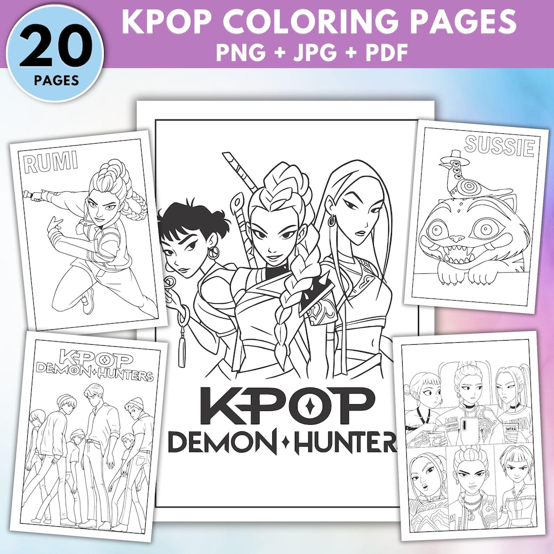 Demon Hunters Kpop Coloring Pages, Huntrix Saja Boys Coloring Book ...