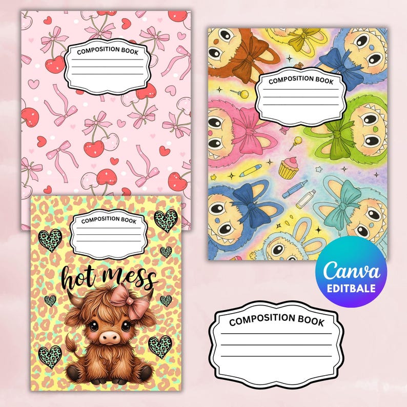 Composition Notebook Covers, Composition Book Cover Template, Canva ...