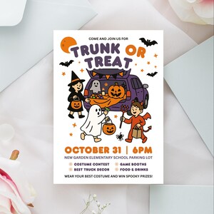 Trunk or Treat for Halloween Flyer Invitation: Editable Poster Template ...