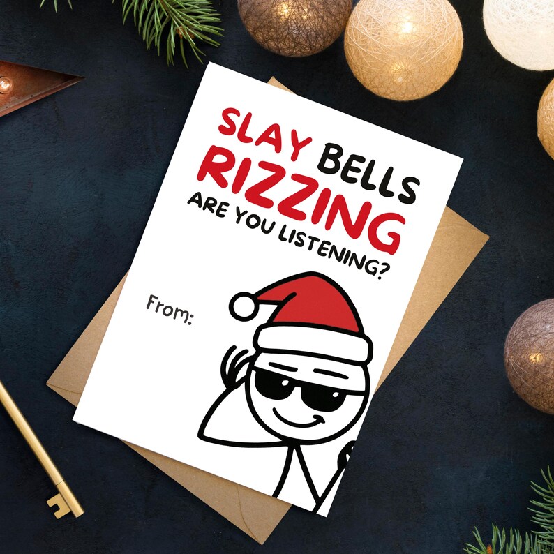 Funny Gen Z Alpha Slang Humor - Printable Christmas Cards Set for Kids ...