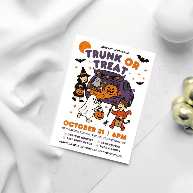 Trunk or Treat for Halloween Flyer Invitation: Editable Poster Template ...