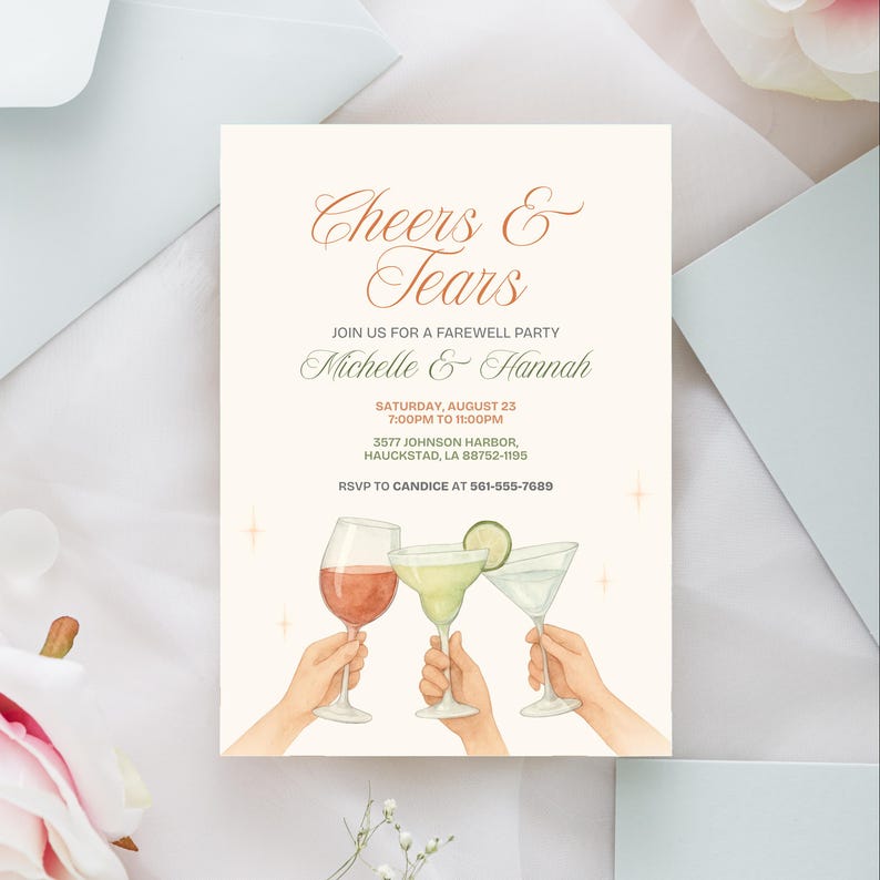 Cheers and Tears Moving Party Invitation: Editable Farewell Template ...