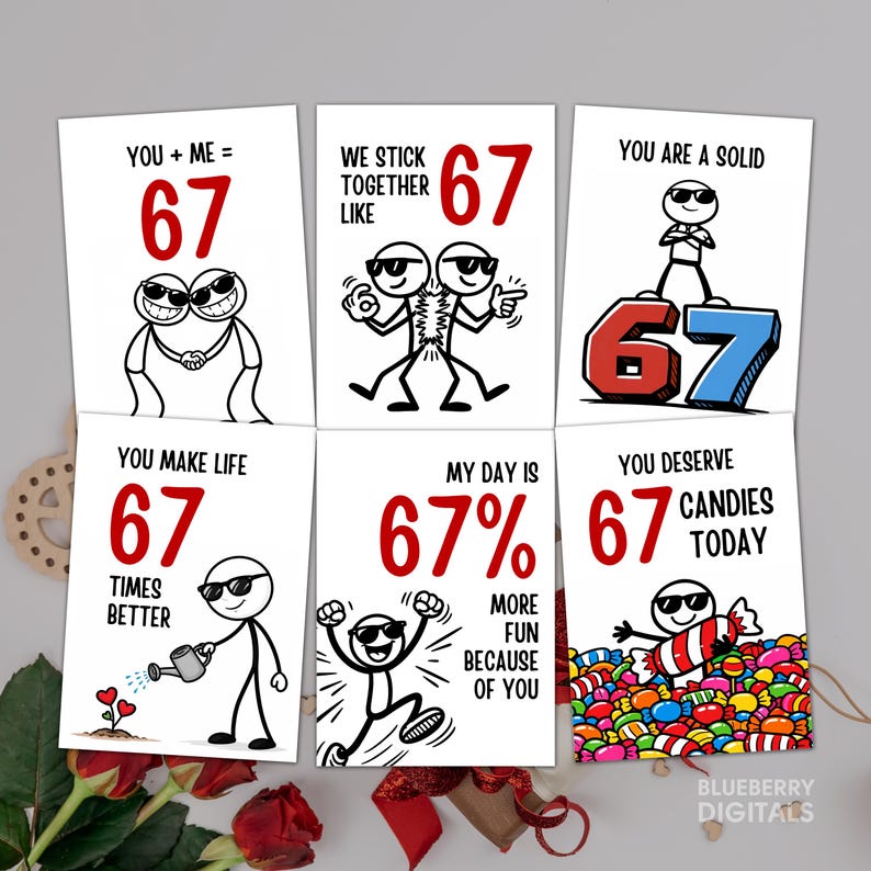 Funny 67 Valentine Cards Slang Humor - Printable Set for Classroom Kids ...