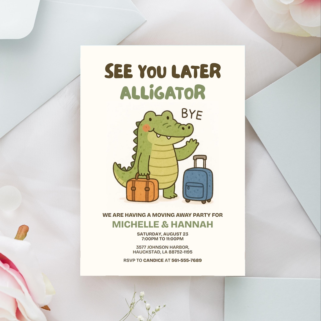 See You Later, Alligator Moving Party Invitation: Editable Farewell ...